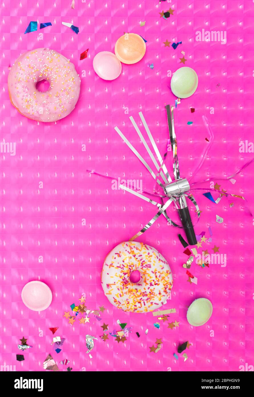 pink carnival effect background with various carnival utensils Stock ...