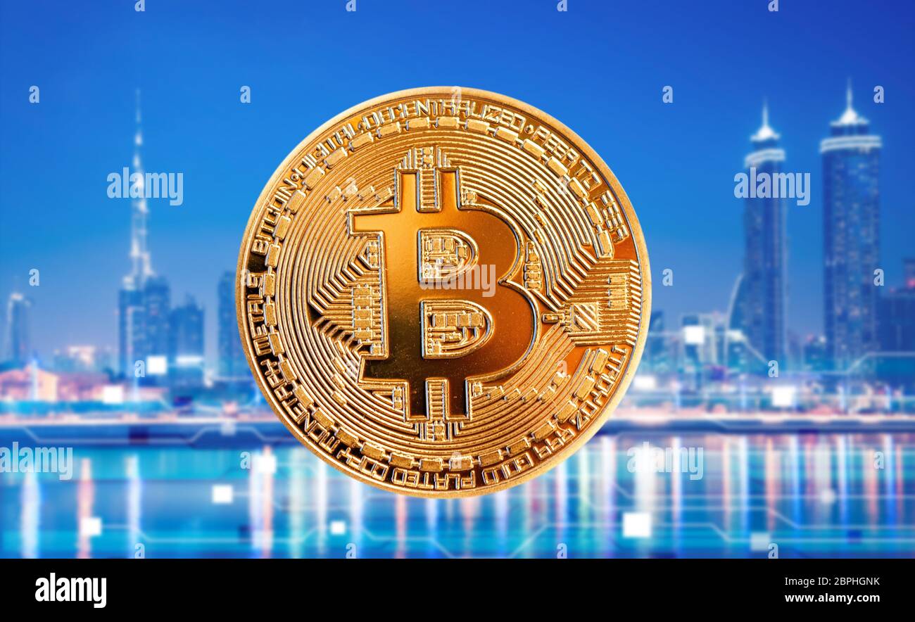 bitcoin against skyscrapers - futuristic smart city - cryptocurrency ...