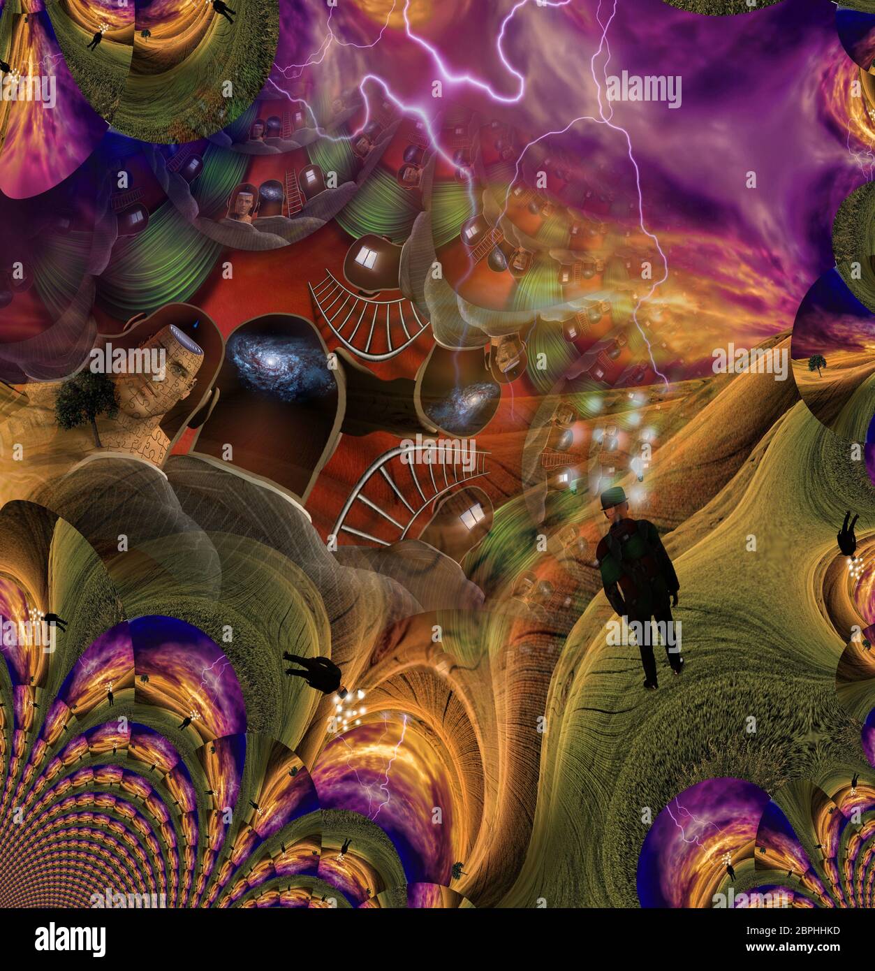 Surreal composition. Endless thoughts and fractal dimensions Stock ...