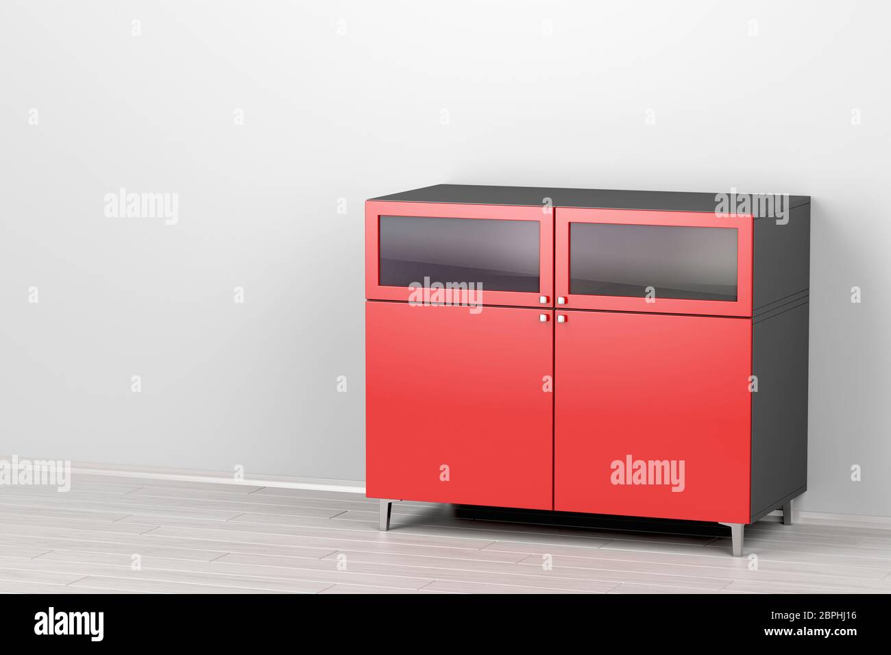 Modern red cabinet in the room Stock Photo - Alamy