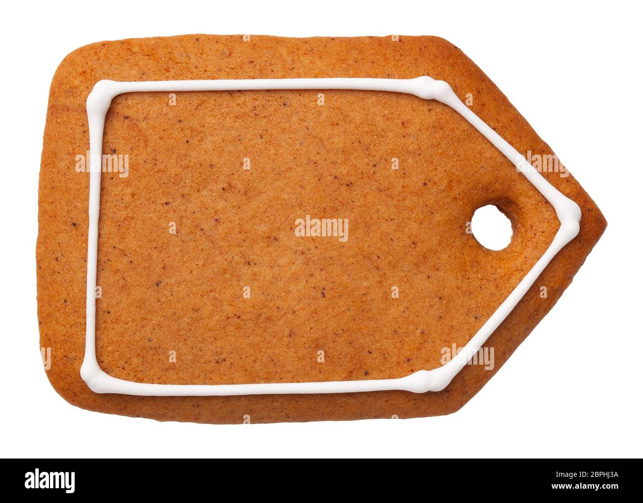 Gingerbread label cookie isolated on white background. Top view Stock ...