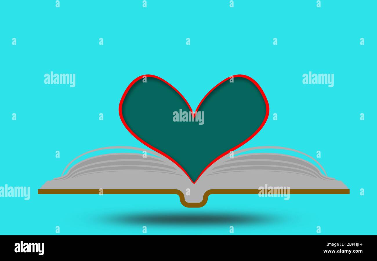 Open book and red hearts flying out, 3D rendering Stock Photo - Alamy