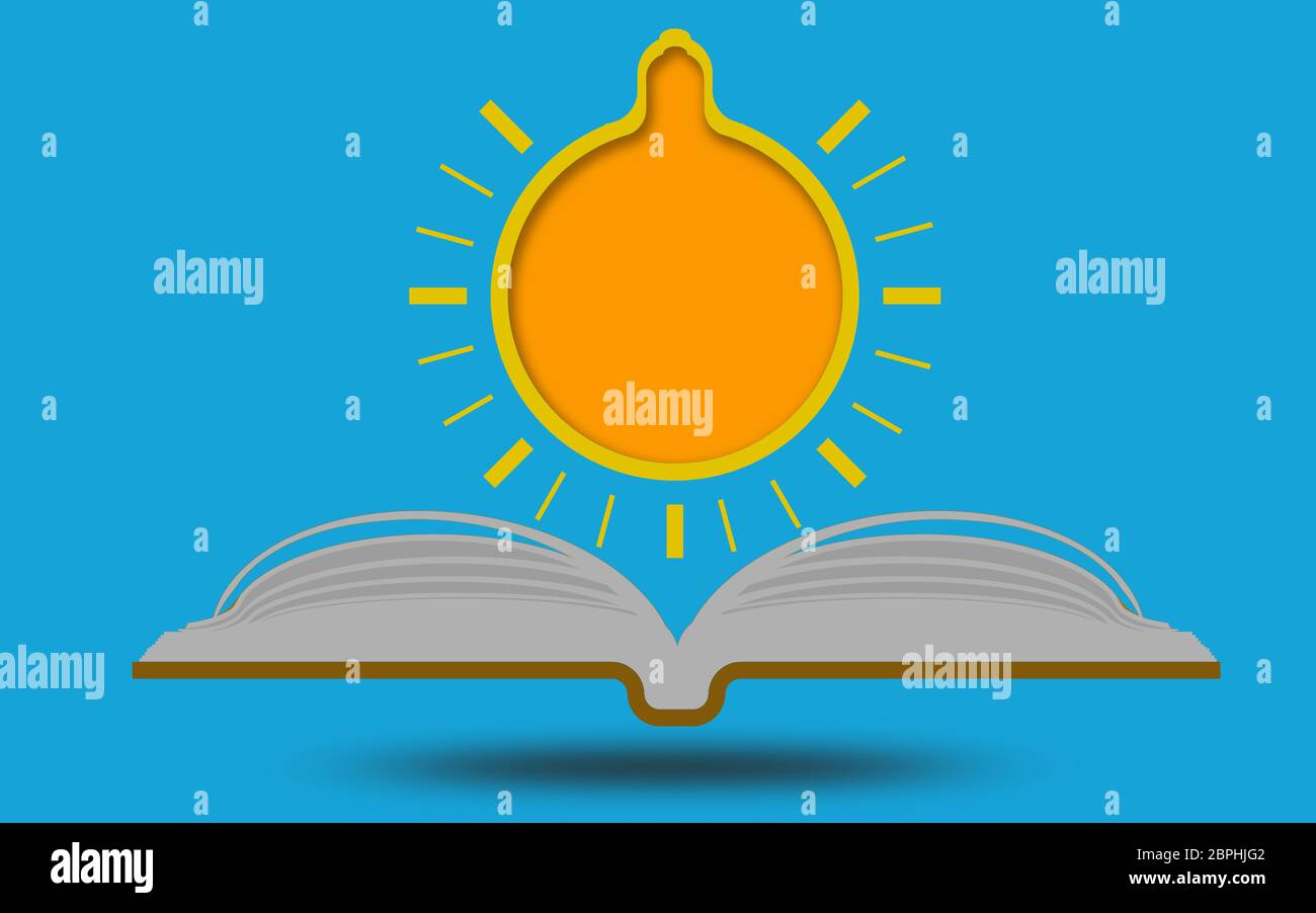 Light bulb over open book hi-res stock photography and images - Alamy