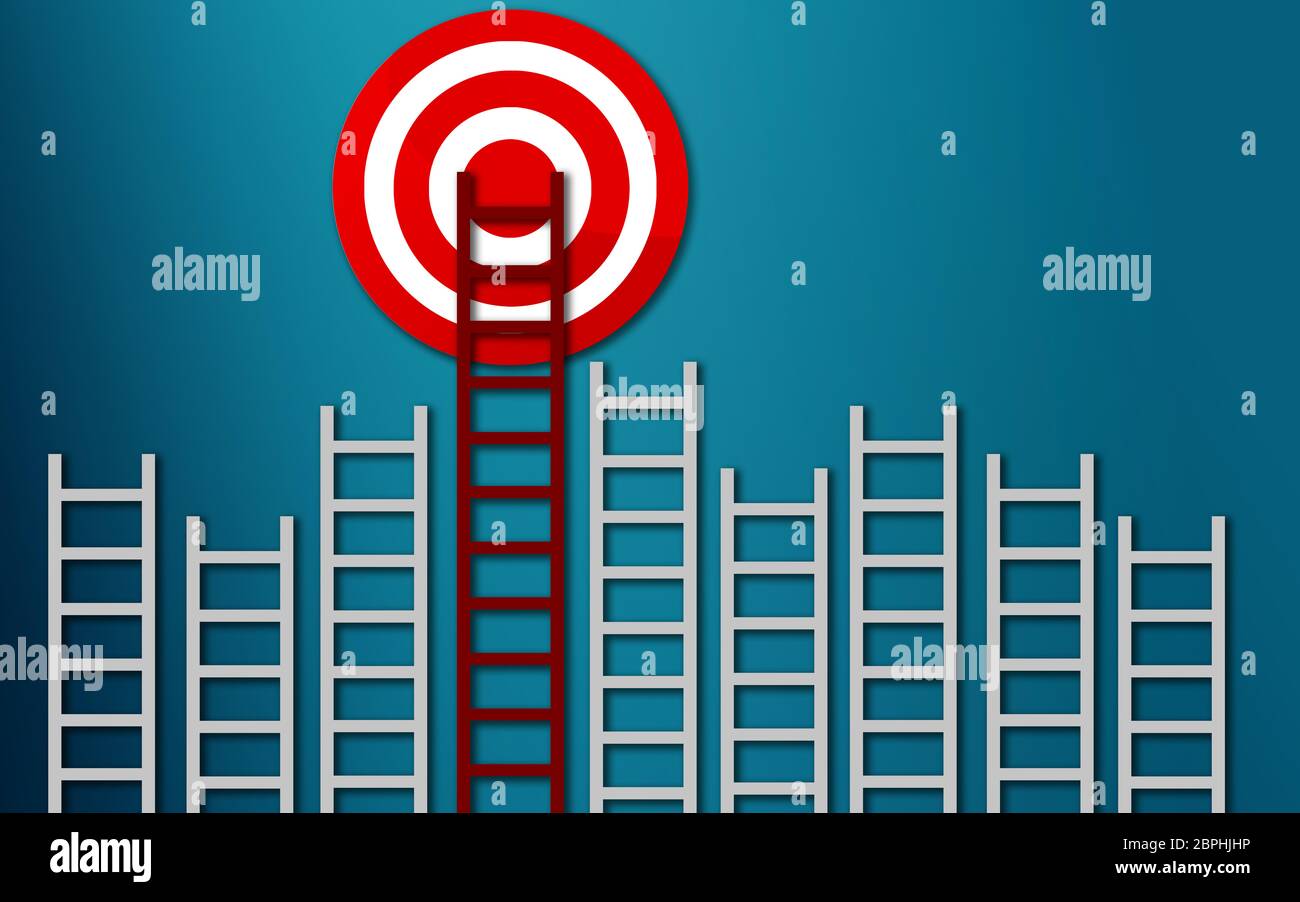 Long red ladder to goal target business concept, 3D rendering Stock ...