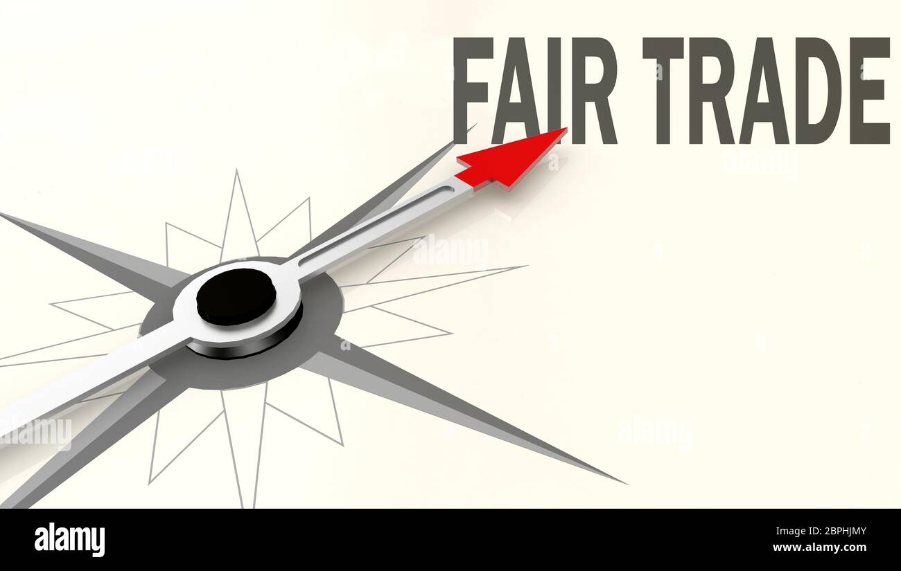 Fair trade word on compass with red arrow, 3D rendering Stock Photo - Alamy