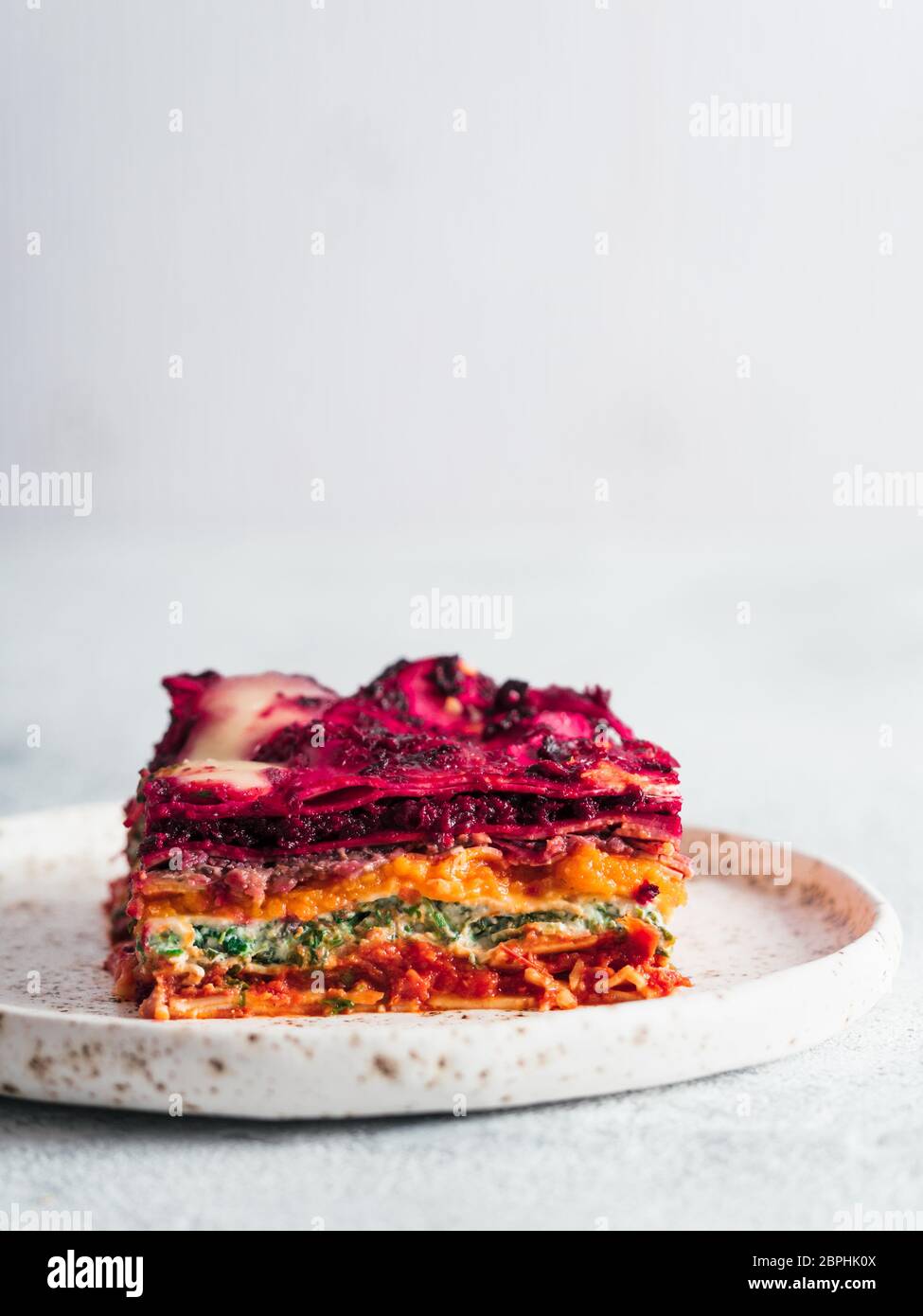 Vegetable Packed Rainbow Lasagne on craft plate.Ideas and recipes for ...
