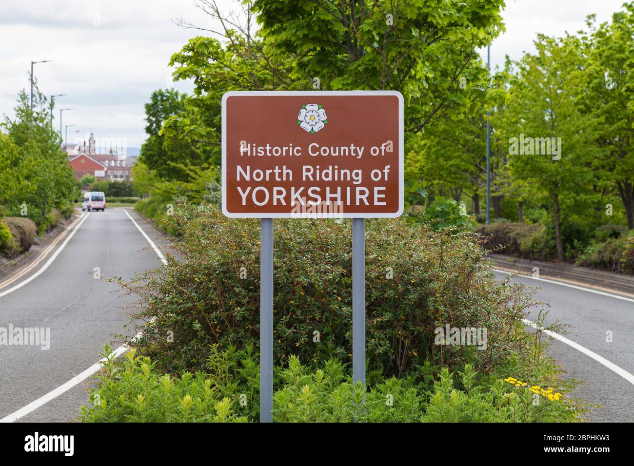 Sign for the North Riding of Yorkshire at the road into Thornaby ...