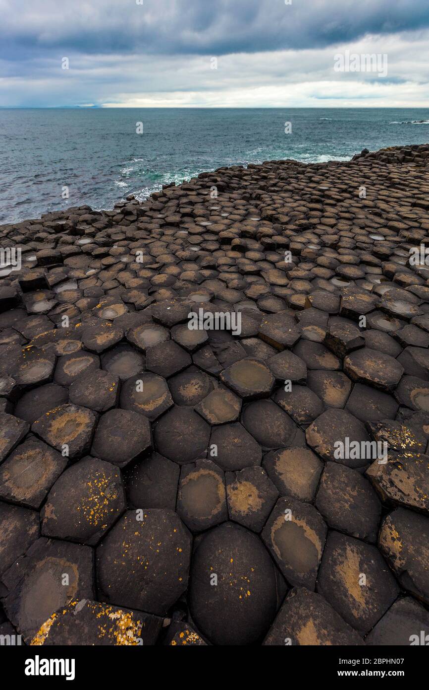 Hexagonal basalt structures at Giants Causeway on the Northern Ireland ...