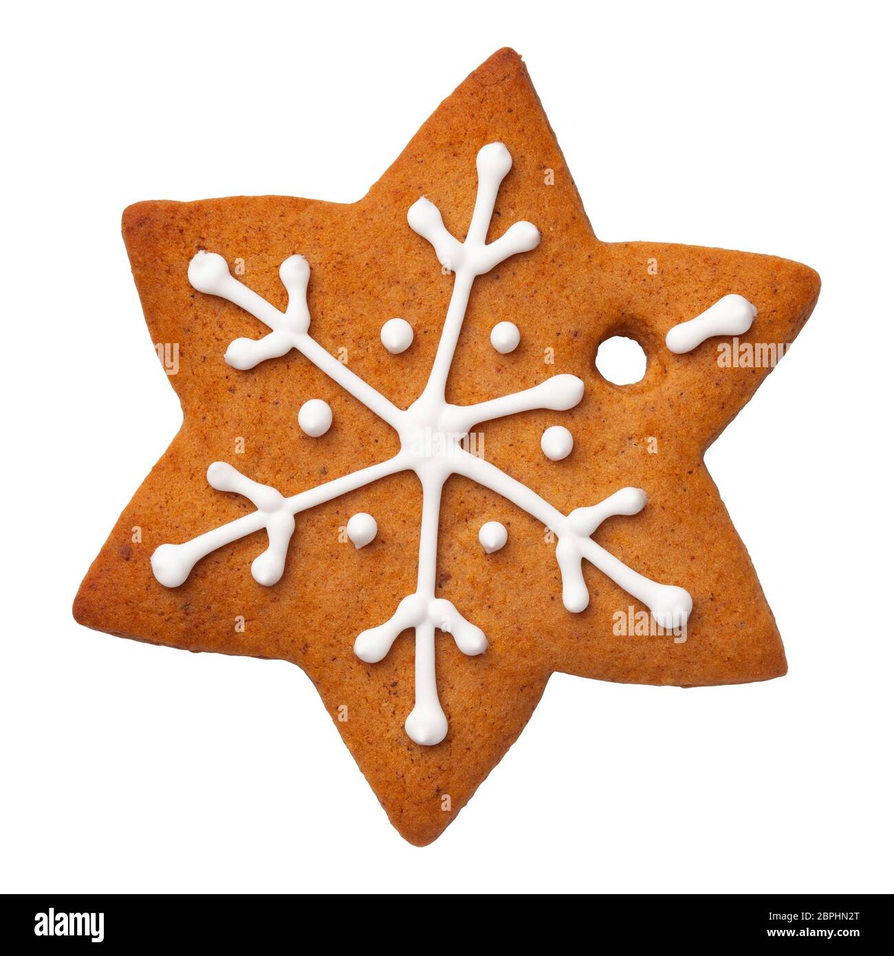 Star shape christmas gingerbread isolated on white background. Top view ...