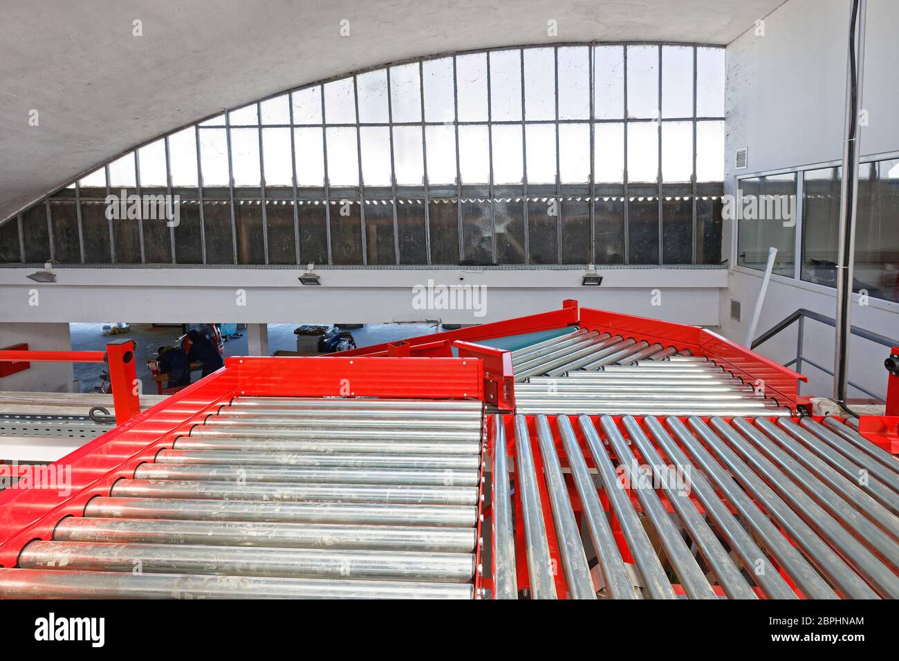 Conveyor Rollers Sorting and Shipping System in Warehouse Stock Photo ...