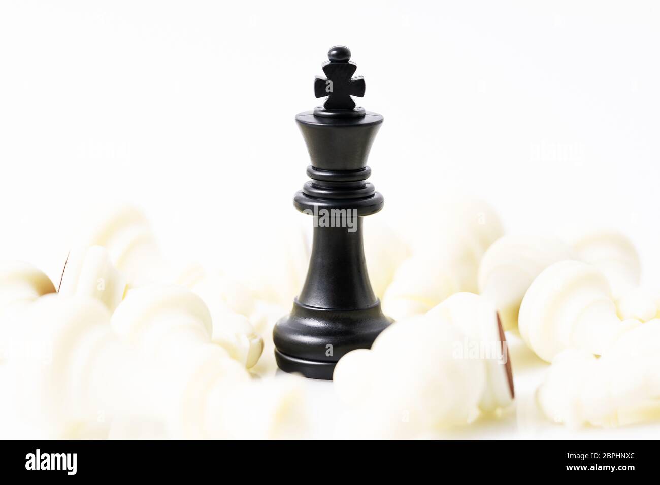 Close up Set of black and white chess pieces on chessboard, Set of ...