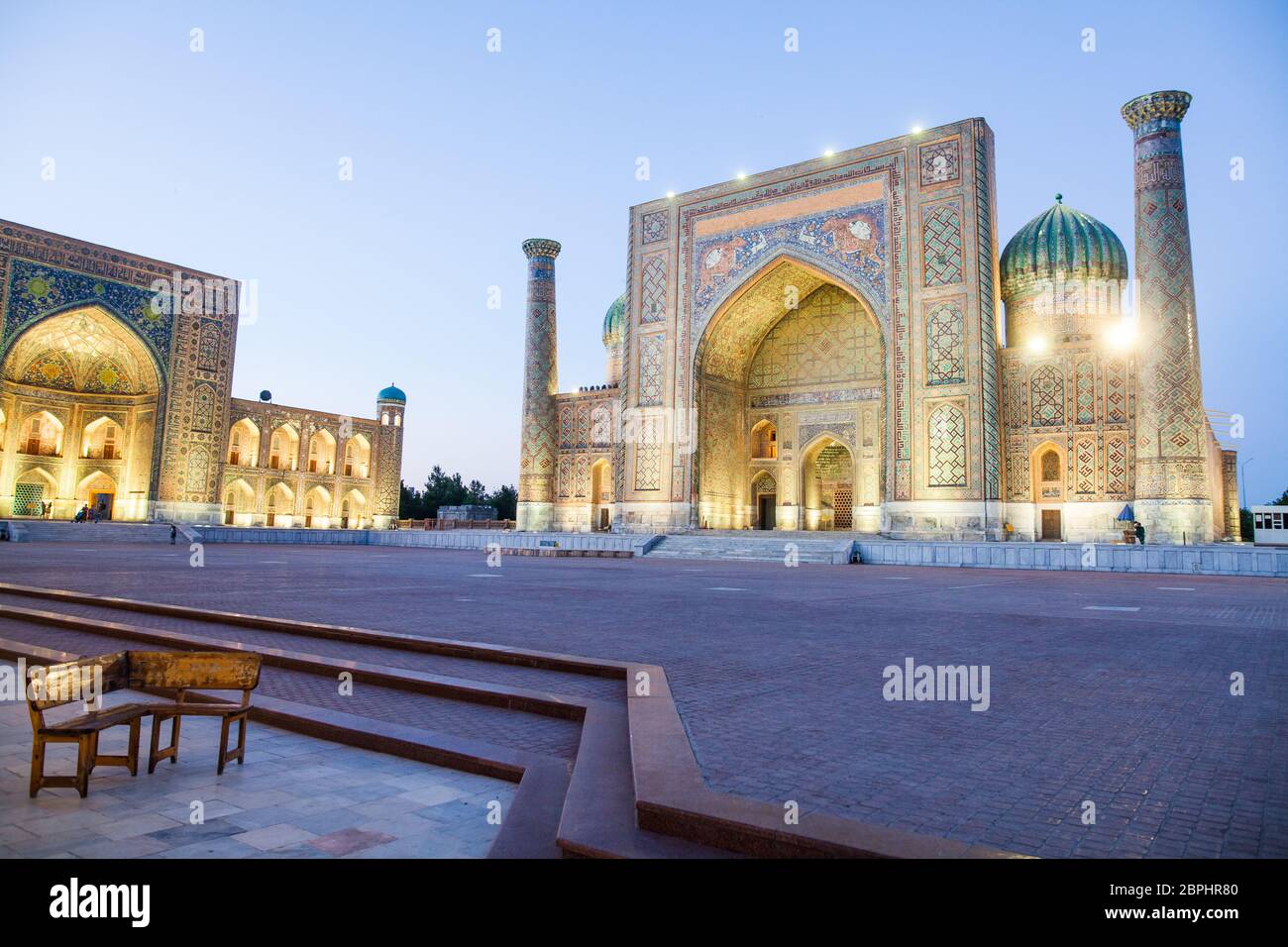 Color image of the Registan palace in Samarkand, Uzbekistan Stock Photo ...