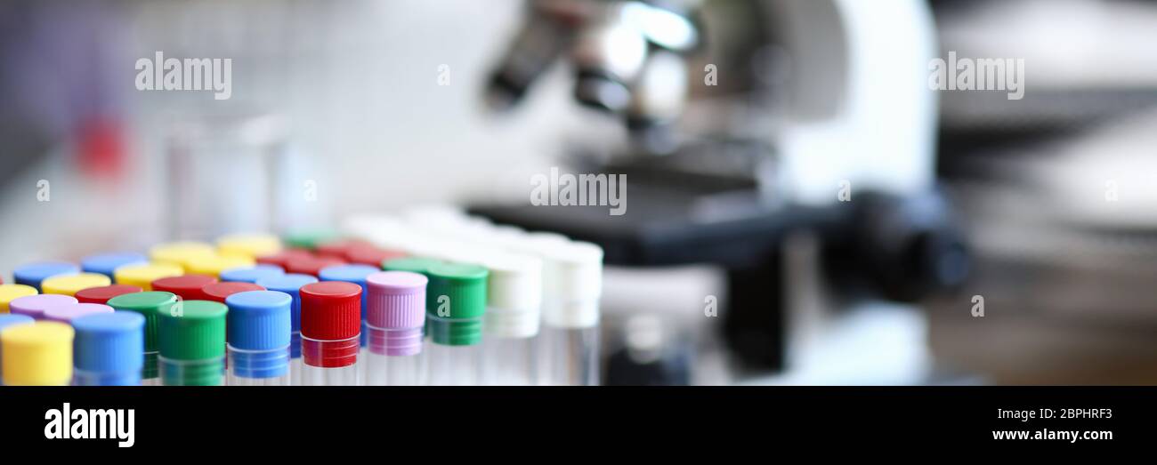 Empty blood collection flasks stand in laboratory Stock Photo - Alamy