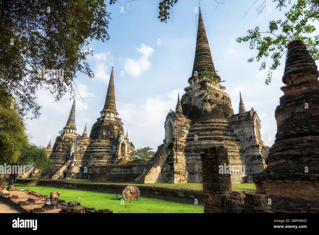Wat Phra Si Sanphet Buddhist temple scenery in Ayutthaya, Thailand. The ...