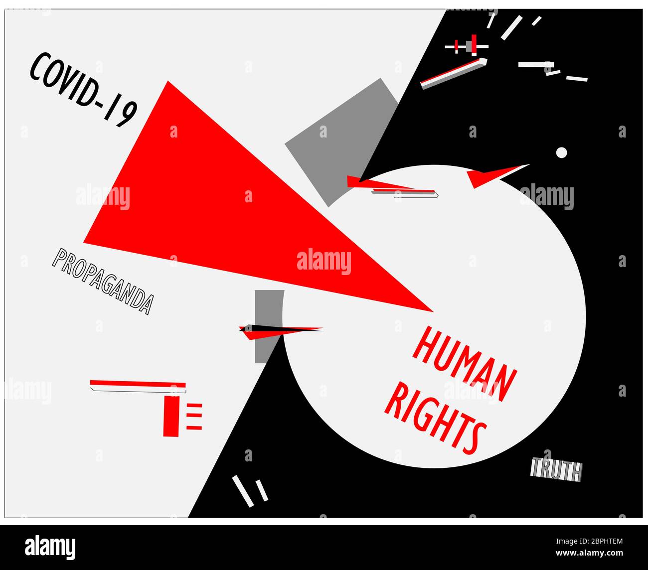 Covid-19 propaganda against human rights and truth poster in the ...