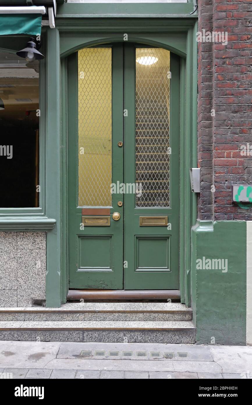 Green Double Door With Safety Glass House Entrance in London Stock ...