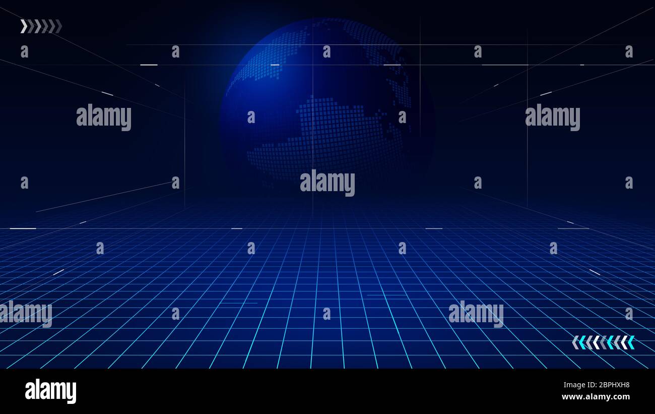 Dots, lines and planes form a channel to the earth, seeing through the ...