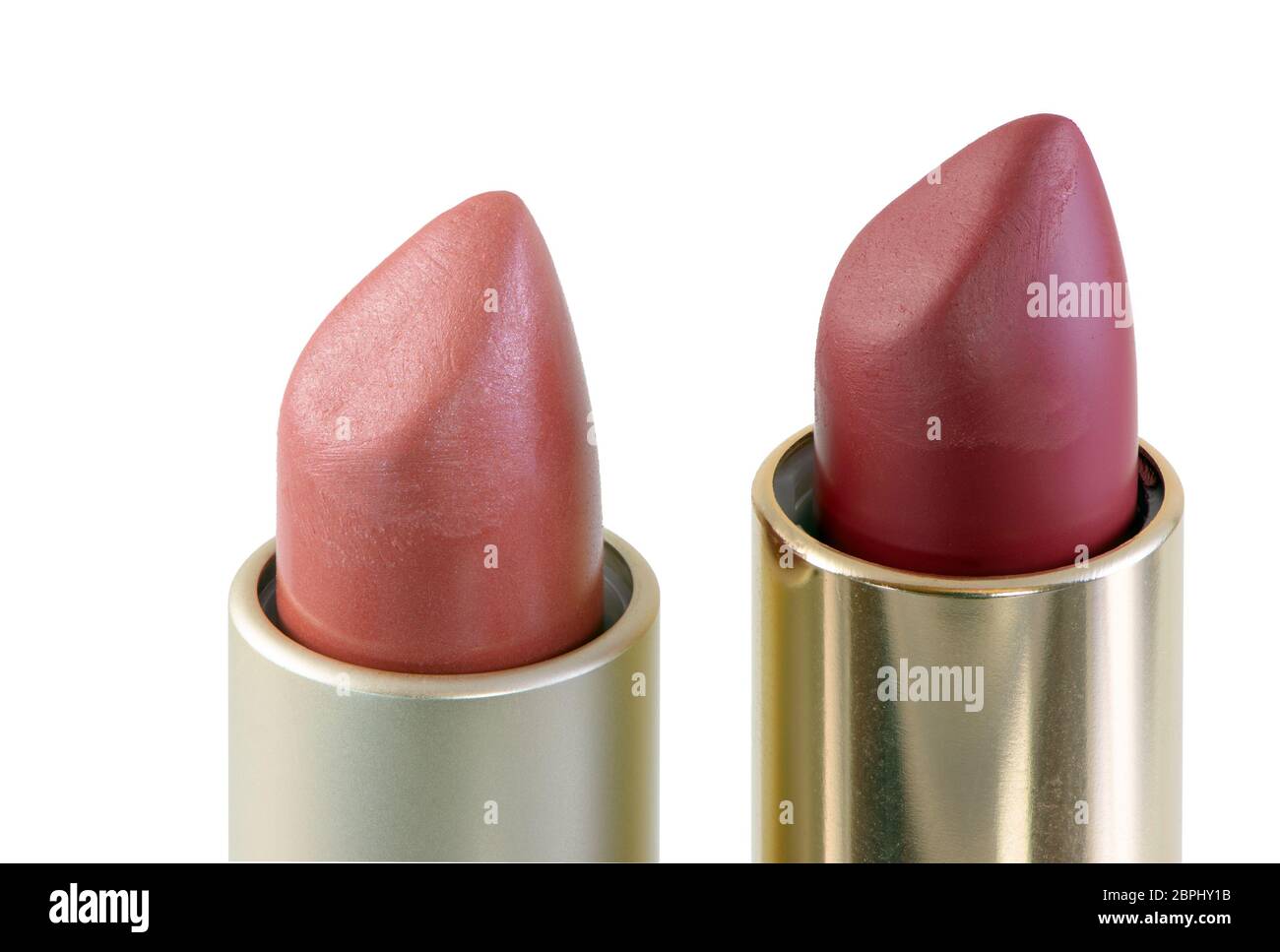 Closeup of open red lipsticks isolated on white Stock Photo - Alamy