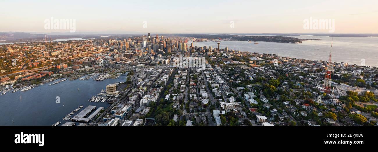 Seattle skyline 2020 aerial hi-res stock photography and images - Alamy