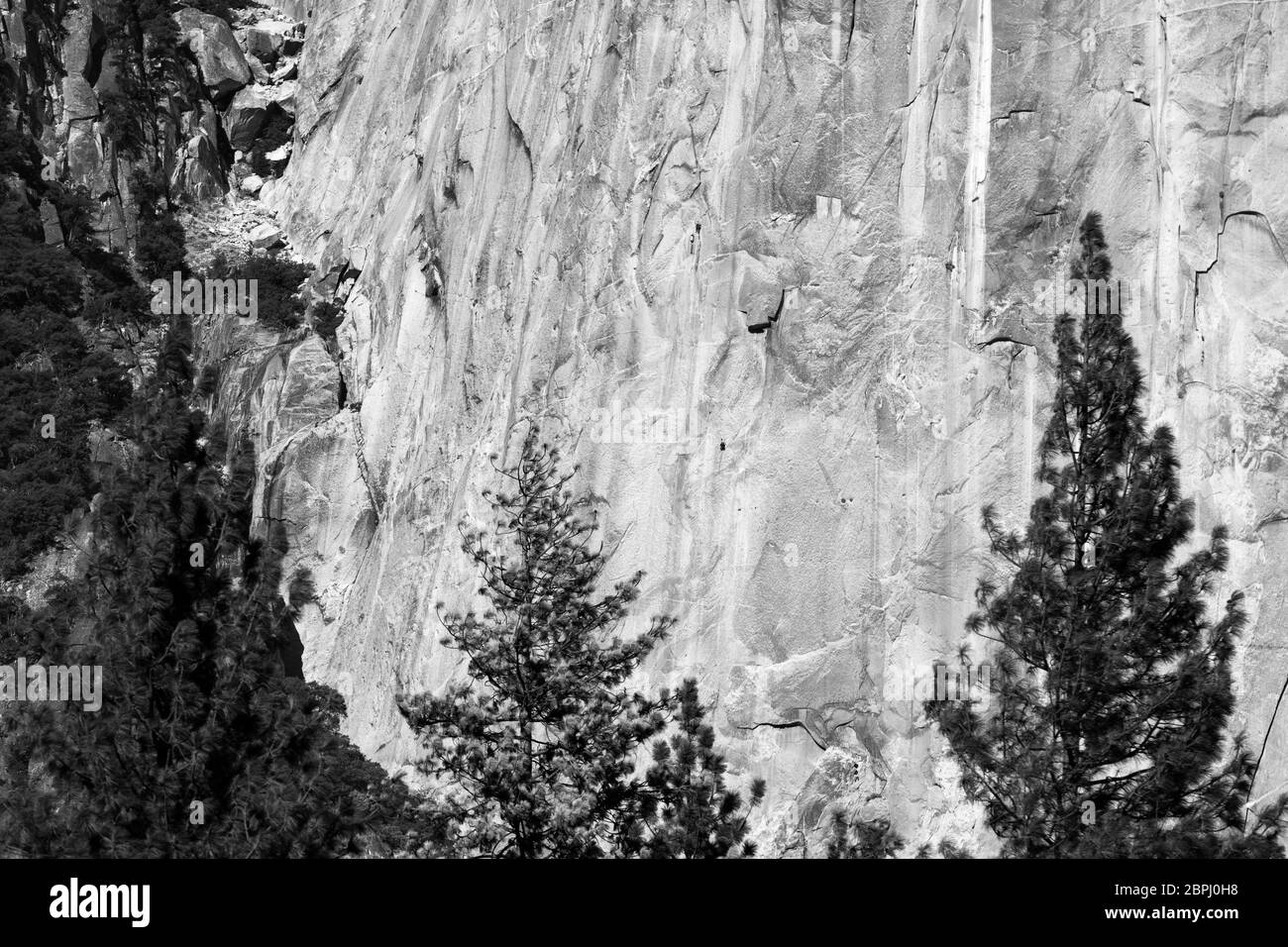 One of the main climbing walls of El Capitan in Yosemite National Park ...