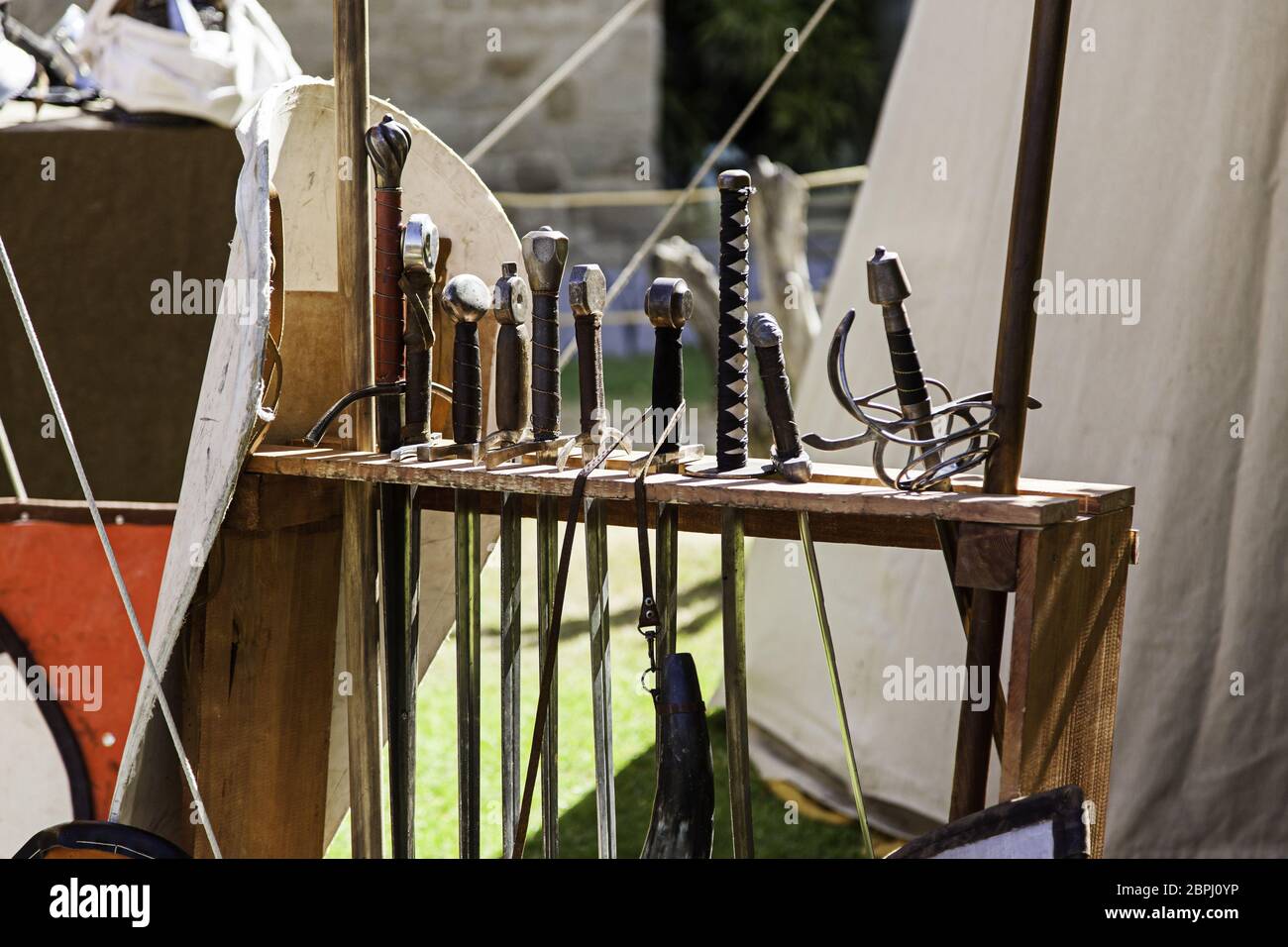 Ancient medieval sword in a knight, detail of weapon of war Stock Photo ...