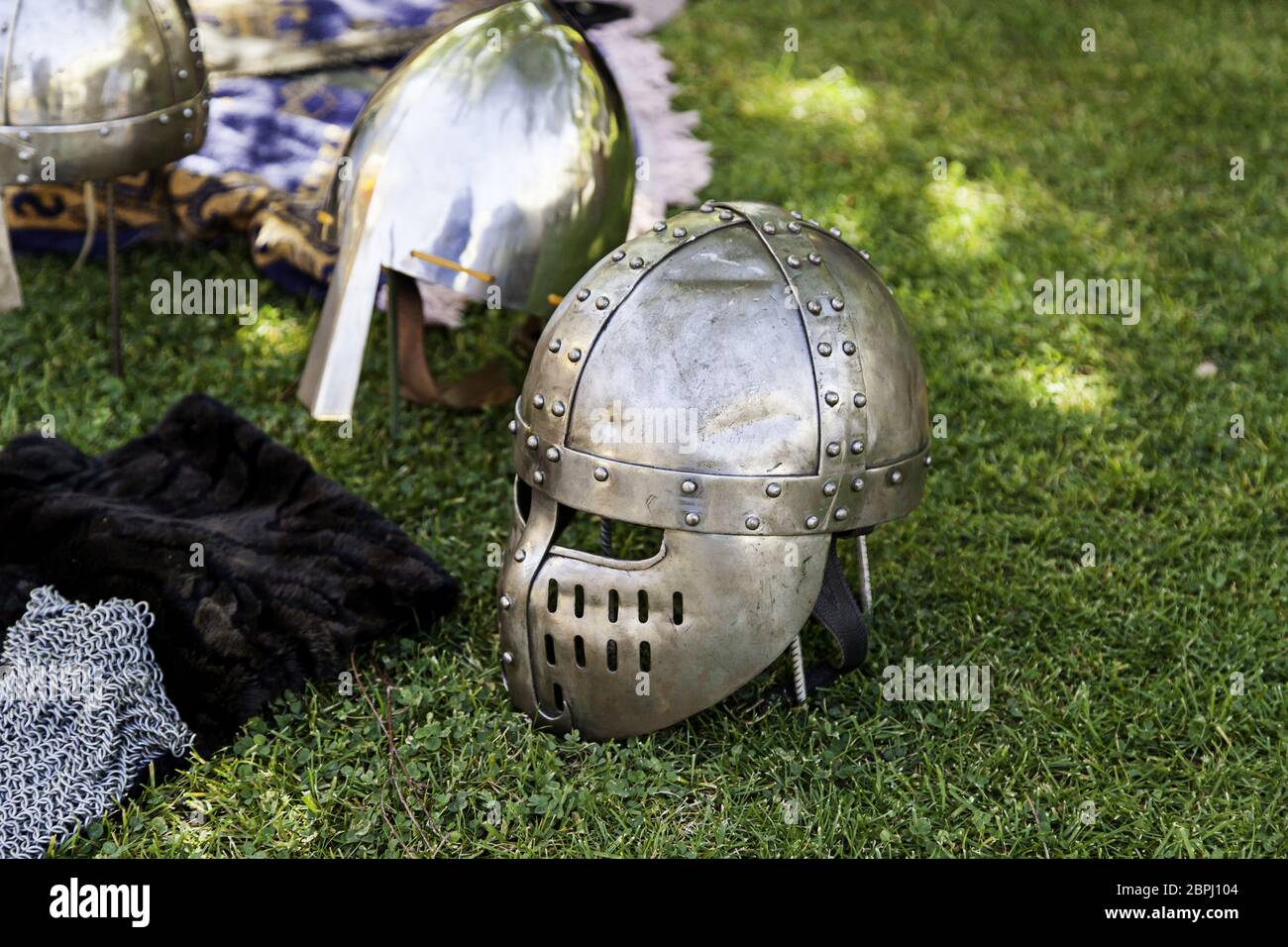 Detail of ancient medieval armor, reproduction of protective clothing ...