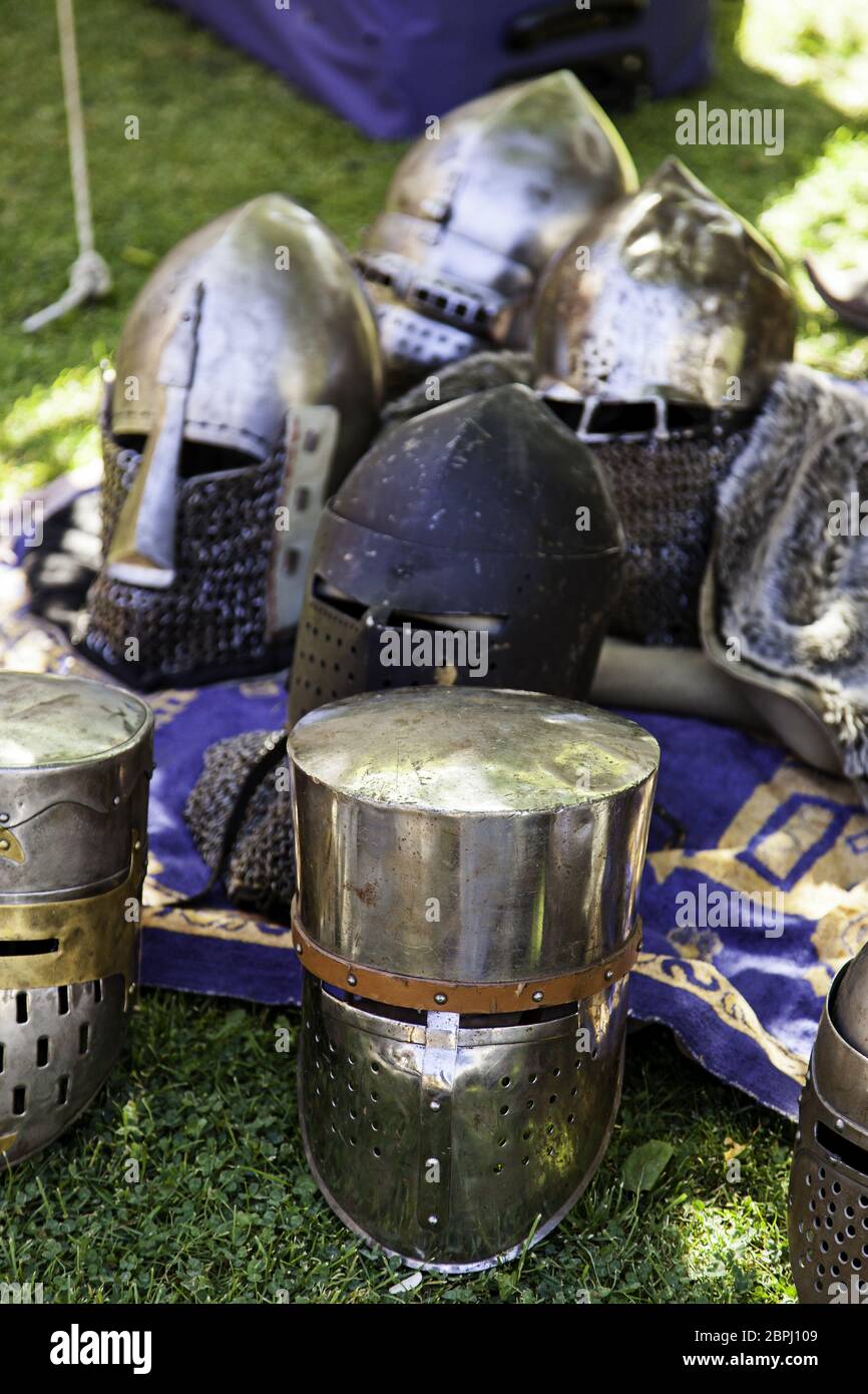 Detail of ancient medieval armor, reproduction of protective clothing ...