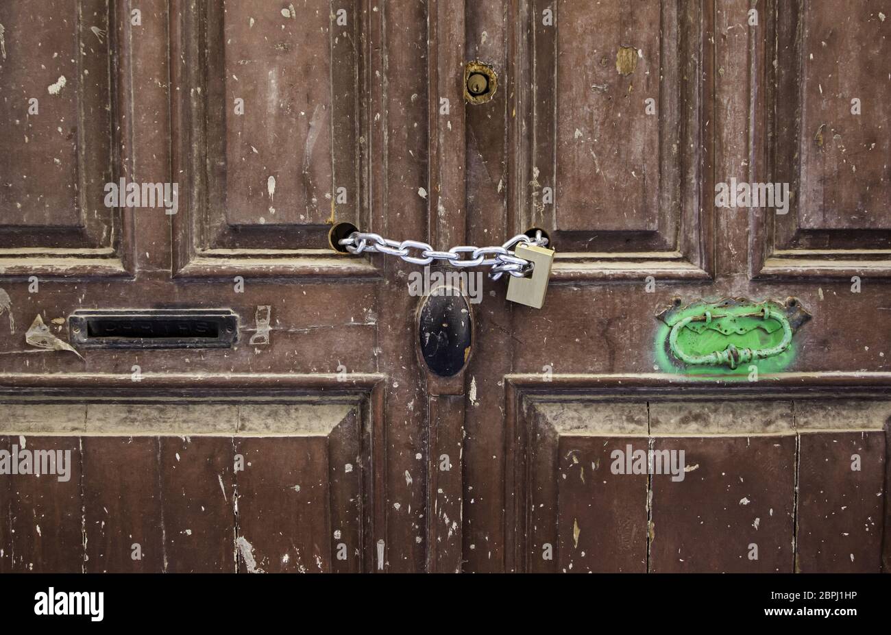 Old wooden door with lock, detail of security and protection, antiquity ...
