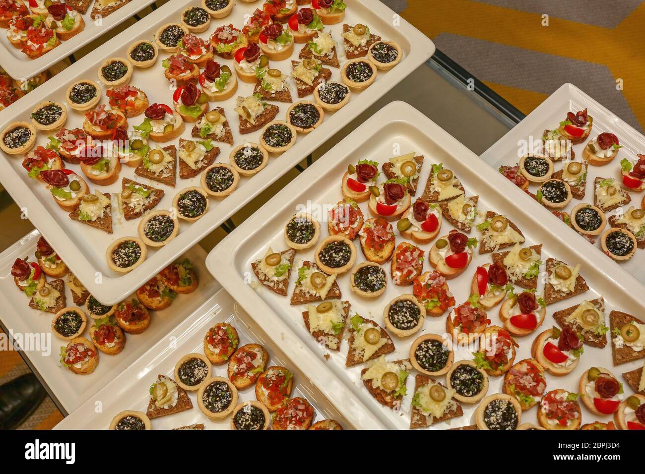 Small Bite Party Food Buffet Variety at Trays Stock Photo - Alamy