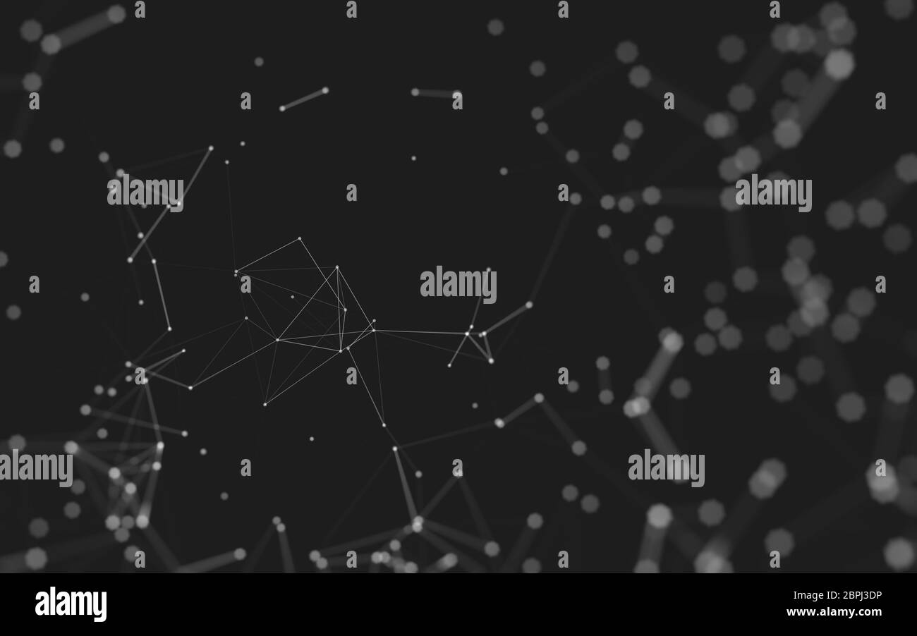 Abstract polygonal space low poly dark background with connecting dots and lines. Connection ...