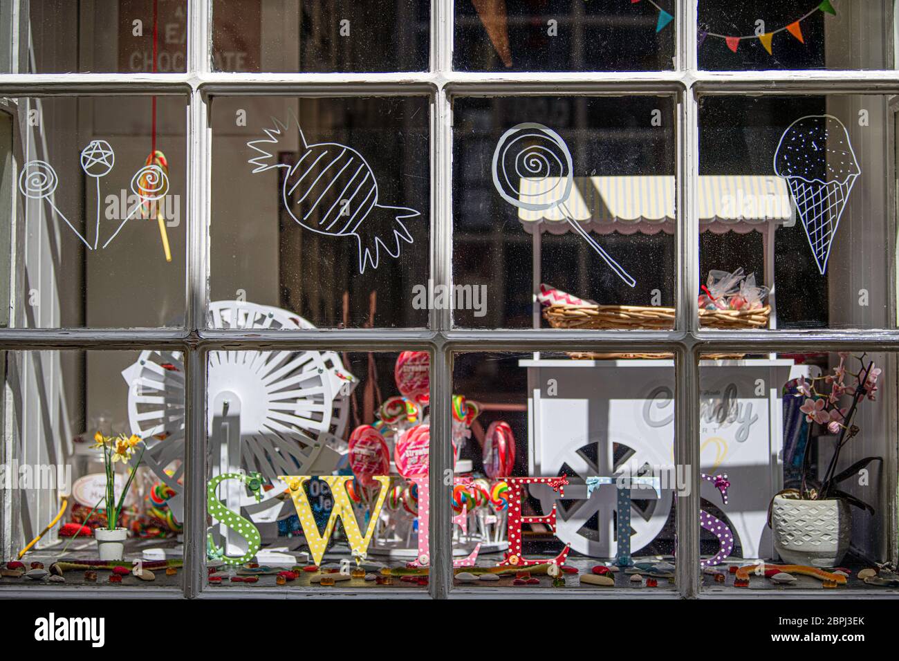 Sweet shop window in small village May 2020 Marlborough Stock Photo - Alamy