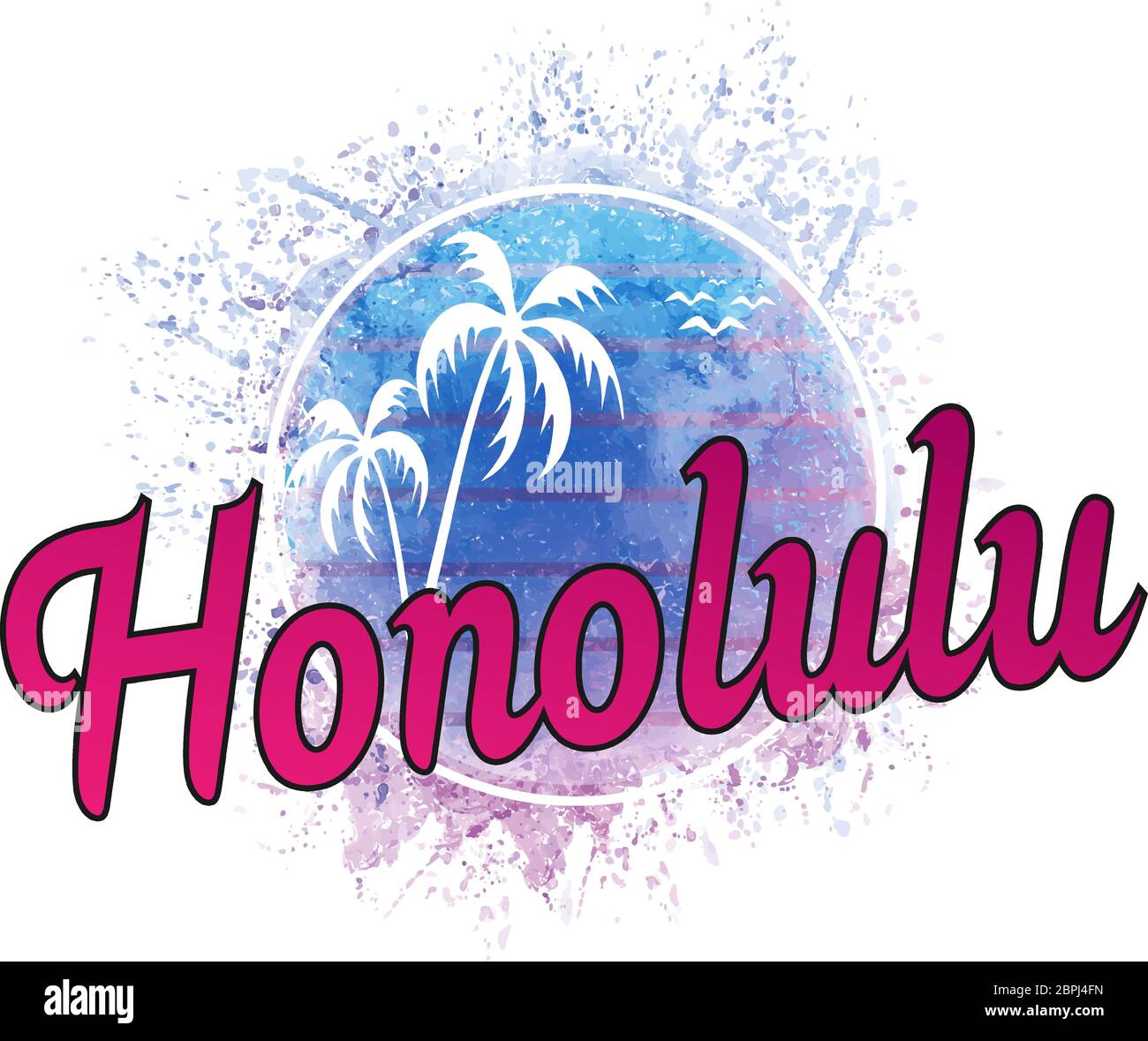 Honolulu Hawaii surf grunge poster with summer shield inside Stock ...