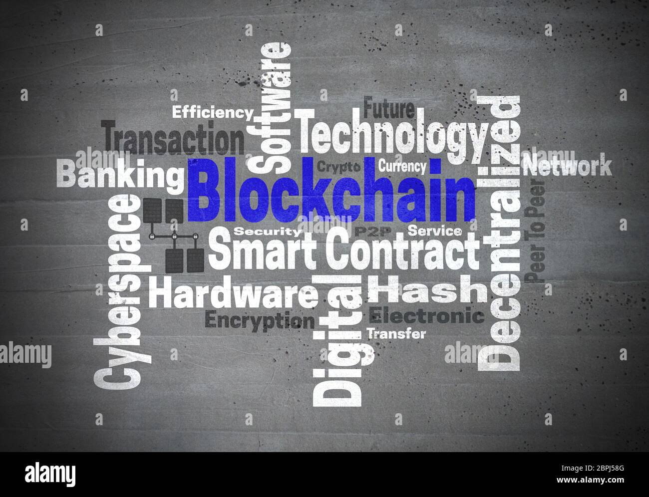 Blockchain word cloud concept Stock Photo - Alamy