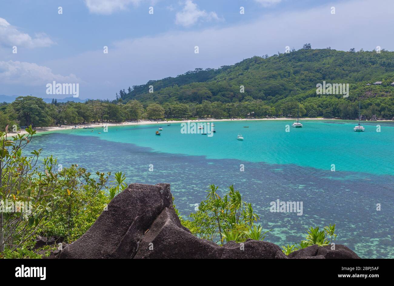Port Launay Lagoon on Mahe Seychelles Stock Photo - Alamy
