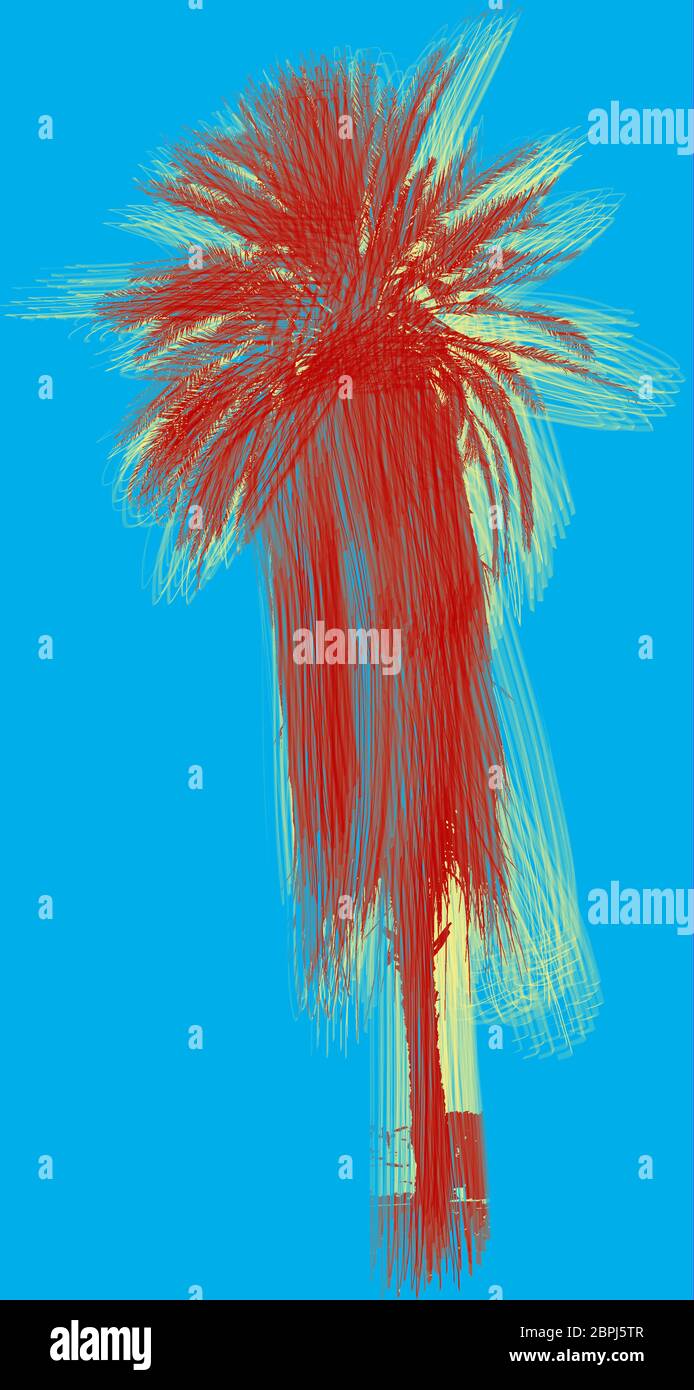 Poster with palm tree over blue background in pop art style Stock Photo ...