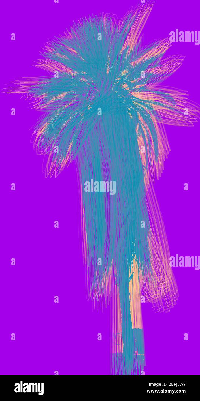 Poster with palm tree over purple background in pop art style Stock ...