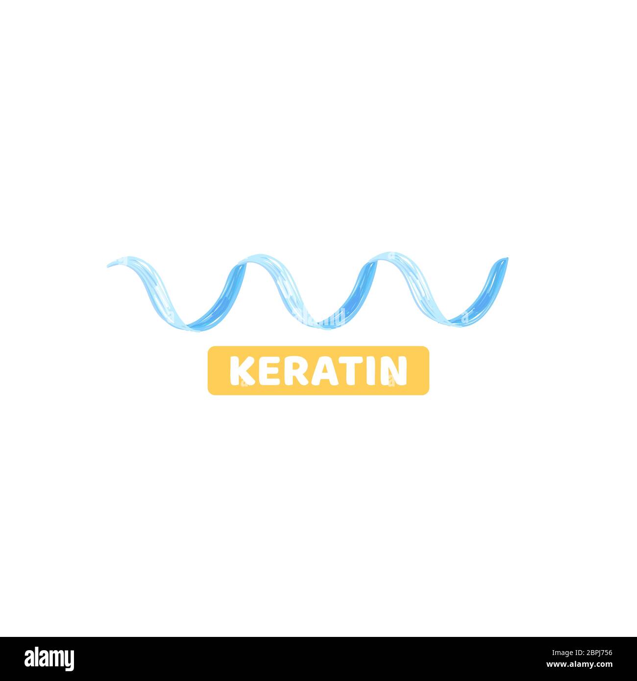 Keratin. Spiral shape. Protein structure. Blue color. Logo, emblem ...