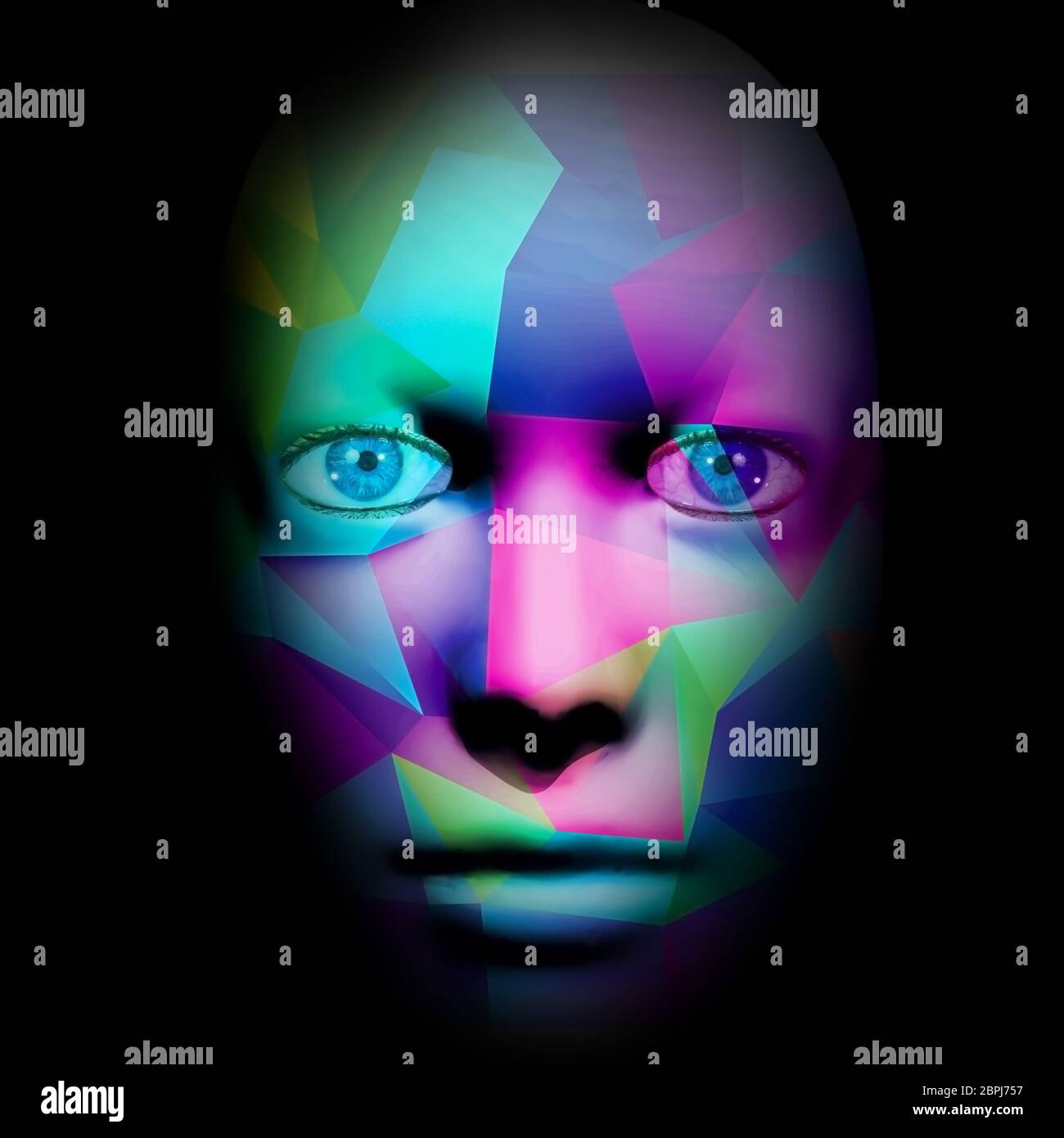 Colorful woman face. 3D rendering Stock Photo - Alamy