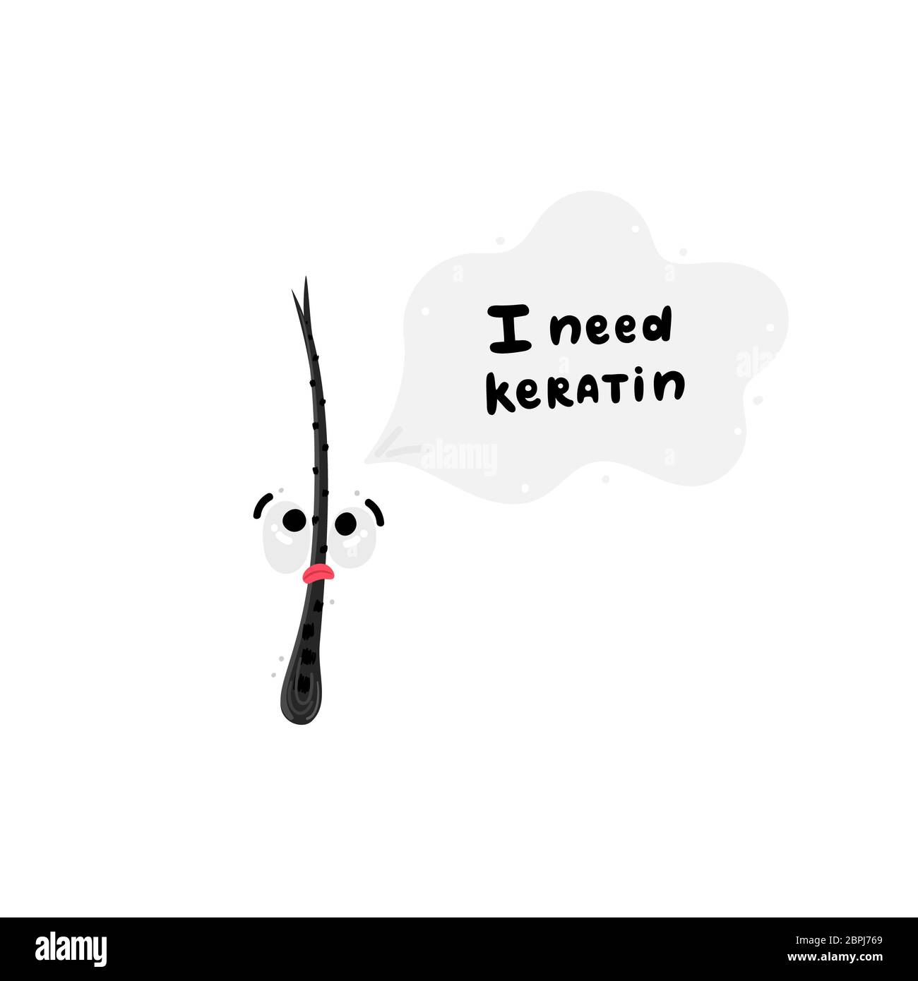 Hand drawn cute cartoon hair sadly requests keratin, because it has ...