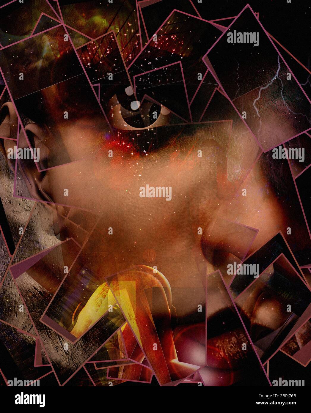 Surreal composition. Dark Emotion Face Stock Photo - Alamy