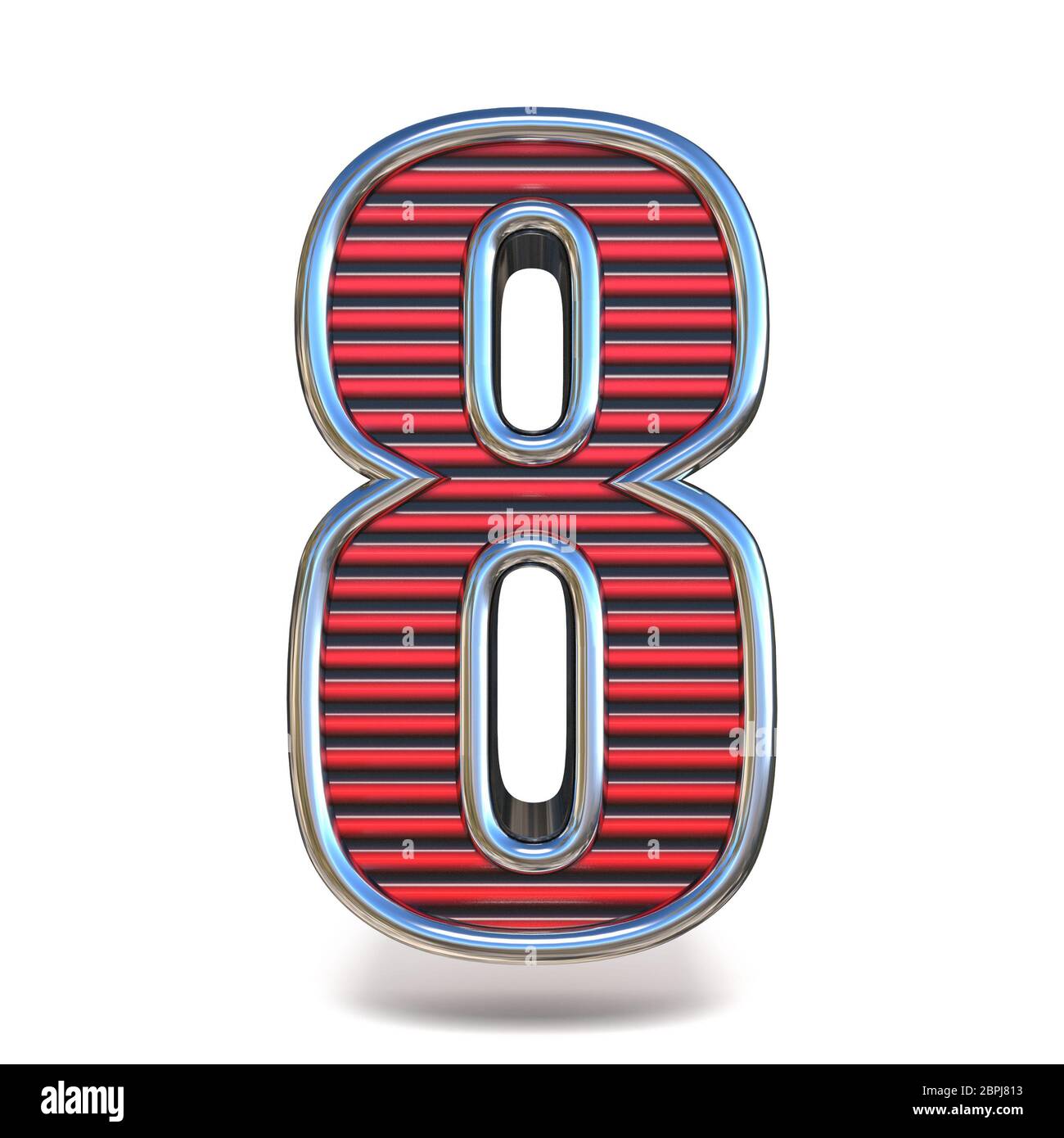 Metal red lines font Number EIGHT 8 3D render illustration isolated on ...