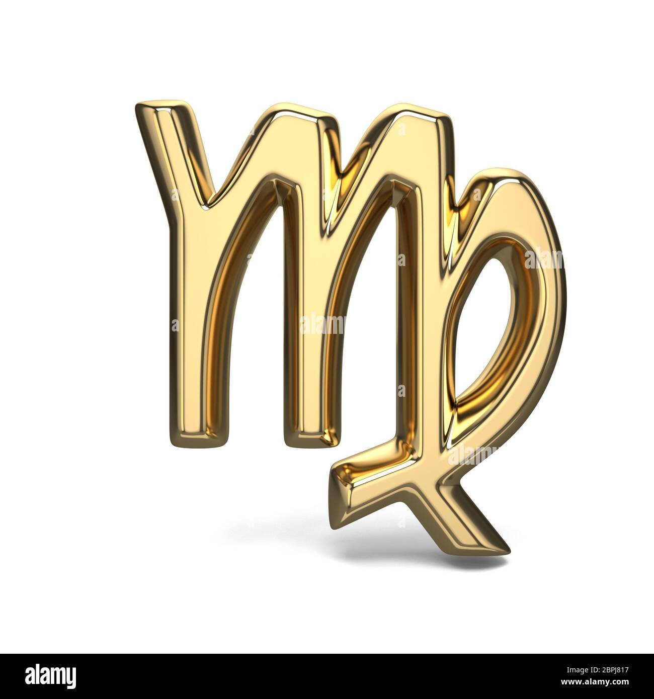 Golden zodiac sign VIRGO 3D rendering illustration isolated on white ...