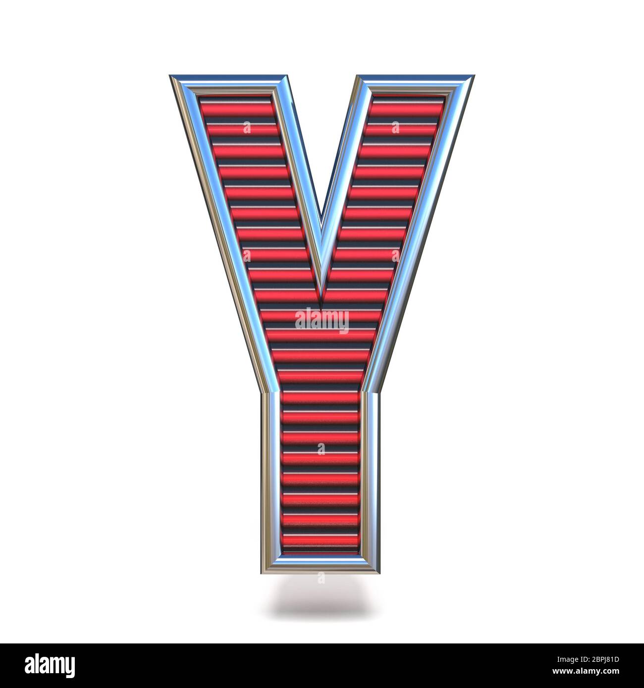 Metal red lines font Letter Y 3D render illustration isolated on white ...