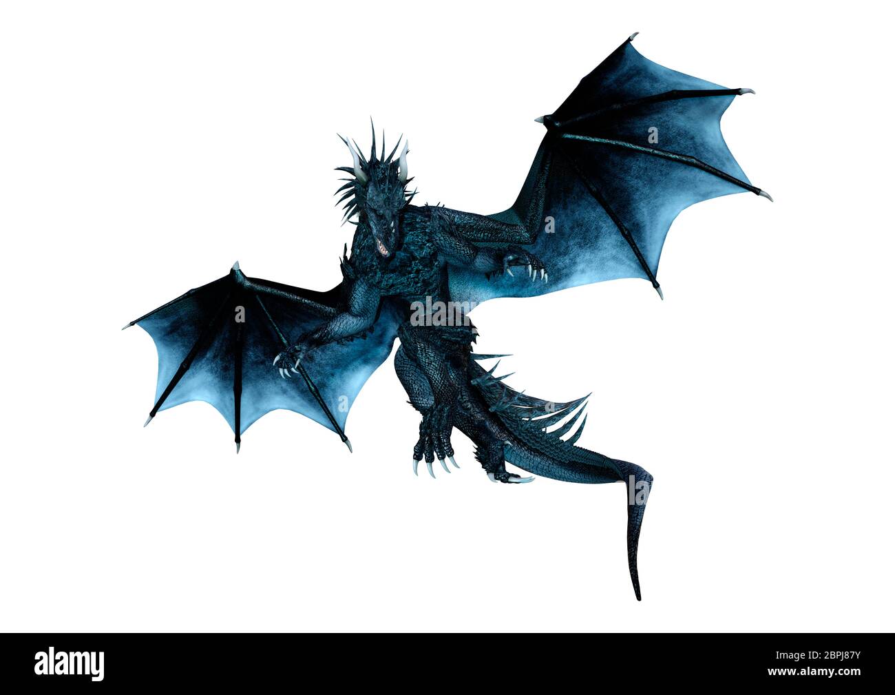 3D rendering of a black fantasy dragon isolated on white background ...