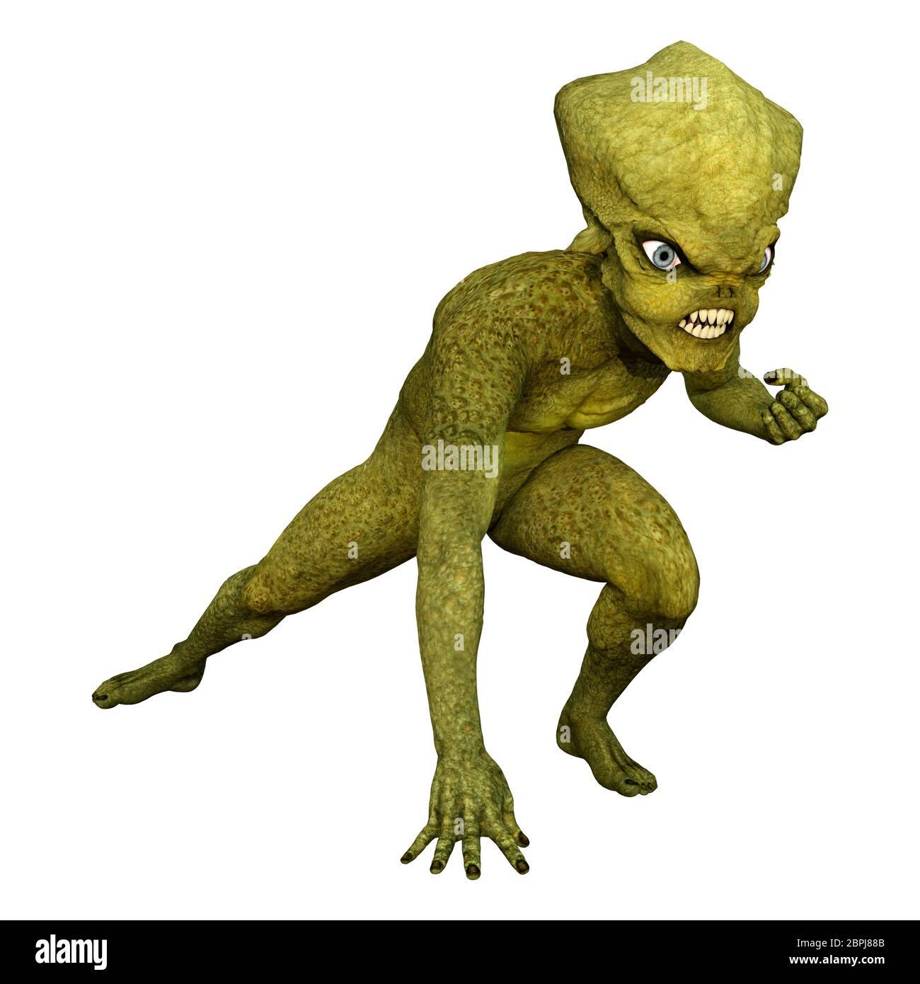 3D rendering of a green alien isolated on white background Stock Photo ...