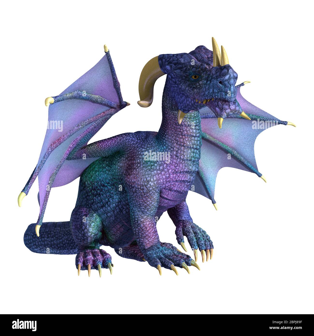 3D rendering of a blue fantasy dragon isolated on white background ...