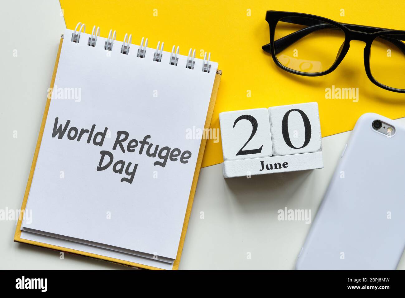 World Refugee Day 20 twentieth june Month Calendar Concept on Wooden ...
