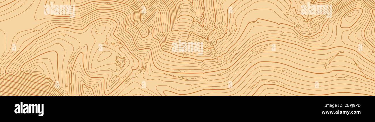 Abstract vector topographic map with isolines in brown colors Stock ...