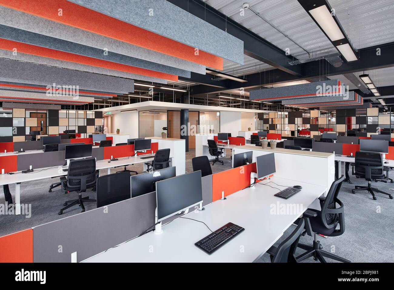 Contemporary UK office interior with orange furniture. UK Office ...