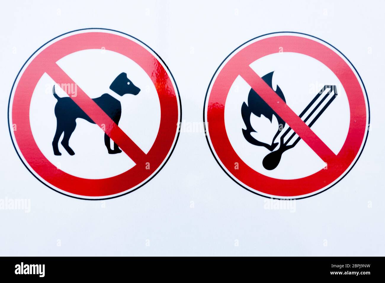 Collection of prohibition signs. Red circles with indication inside ...